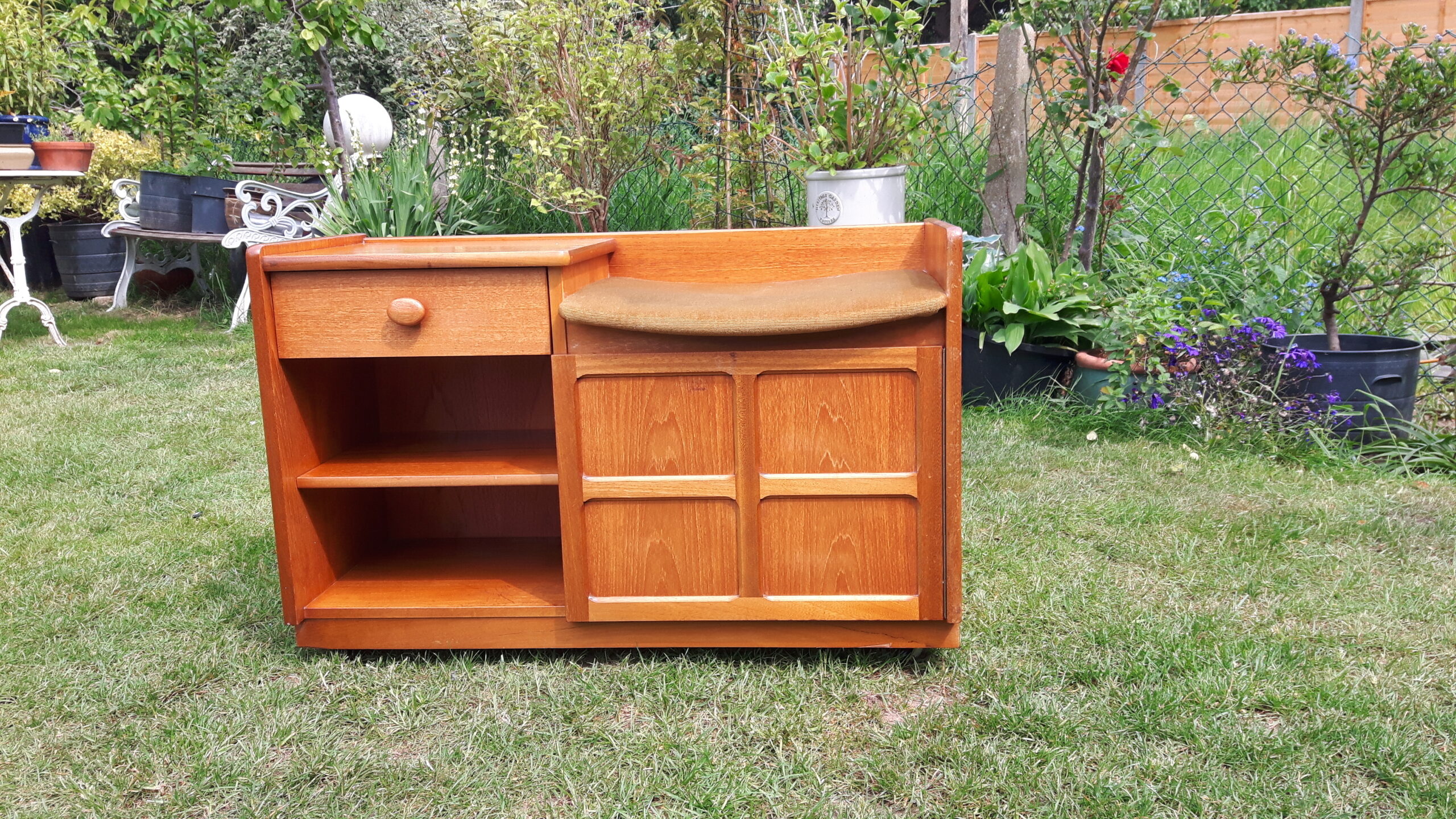 1970s Nathan – Teak Mid Century Telephone / Hall Bench with Storage ...