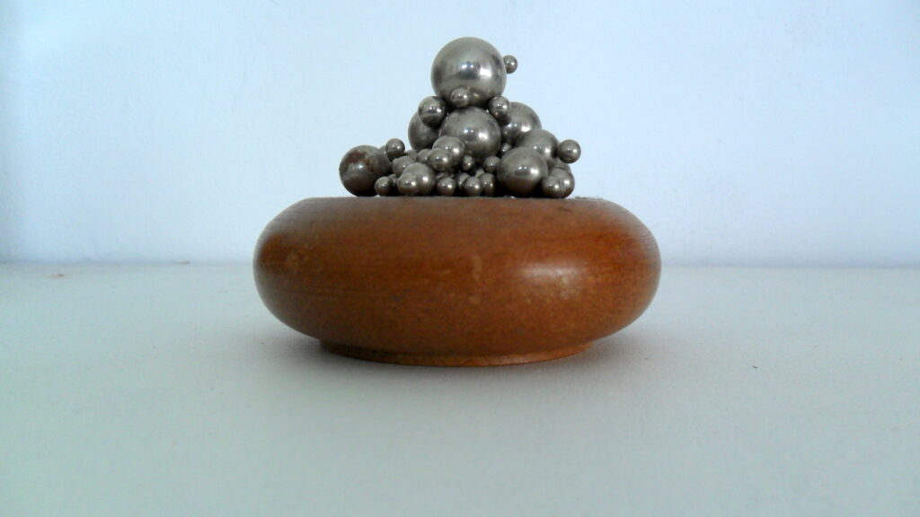 Mid-Century Atomic Era Teak & Steel Ball Bearing Desktop Art – Zygo ...